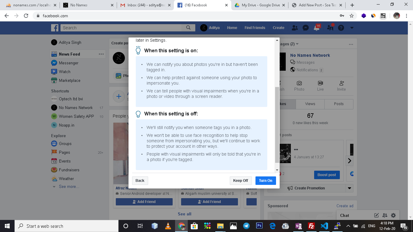 Facebook New Feature FACE RECOGNITION | Soa Technology | Aditya Website ...