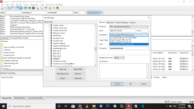 How to use filezilla client godaddy - dadproject